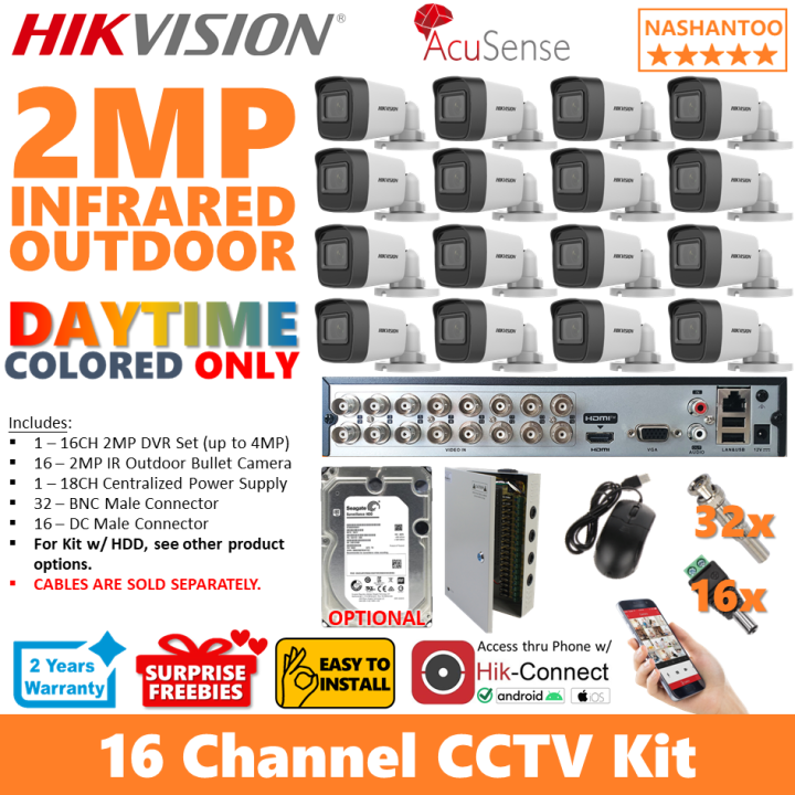 HIKVISION 16Channel 2MP IR 16Cameras (16 Bullet) Outdoor Turbo HD 16CH ...
