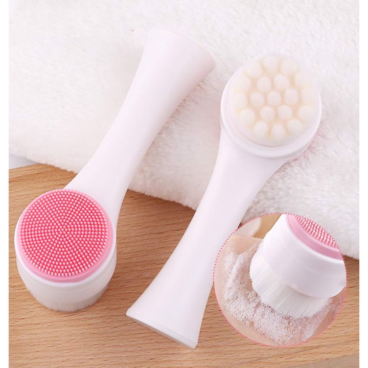 2 in 1 Face Brush Double Sided Facial Cleansing Brush Silicone ...