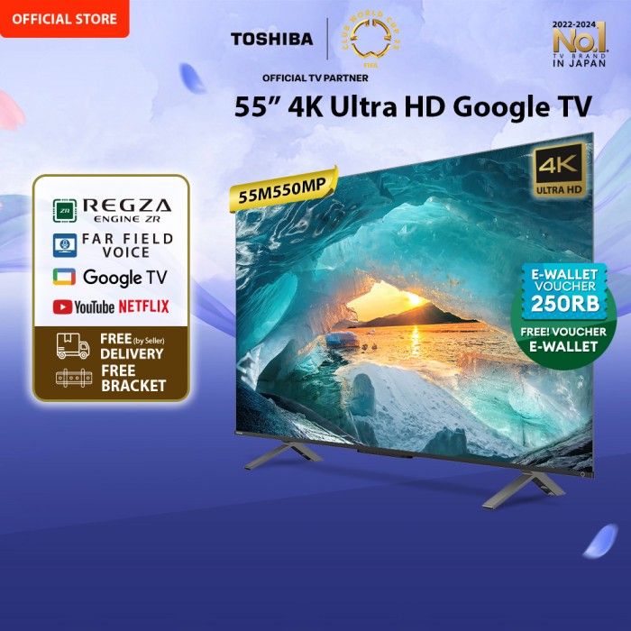 Toshiba TV 55" 4K UHD Google TV - Quantum Dot QLED Dolby - 55M550MP | Lazada Indonesia
