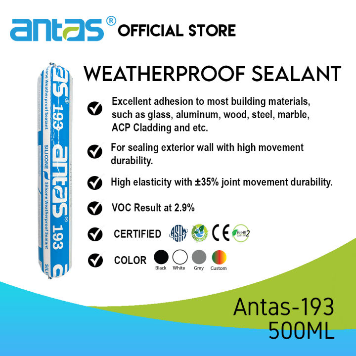 Antas 193 Weatherproof Silicone Sealant 500ml Sausage | Lazada PH