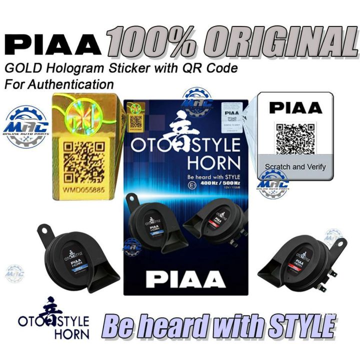 PIAA OTO STYLE HORN with HOLOGRAM STICKER,POWER HORN 2PCS 400Hz/ 500Hz HO-14. 100% ORIGINAL ...