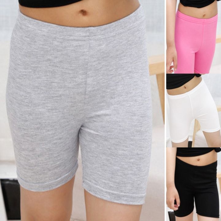 Kid's Girl Plain Color Safety Pants Children Girls Short Knee Length ...