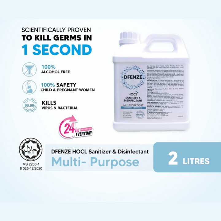 DFENZE 2 Liter Refill HOCL Multi Purpose Disinfectant Hand Sanitizer ...