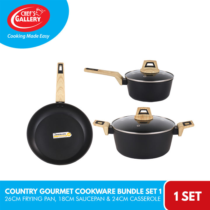 Chef's Gallery Country Gourmet Cookware Bundle Set 1 | 26cm Frying Pan ...