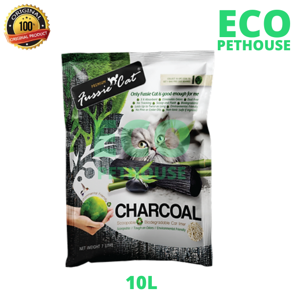 Fussie Cat Bentonite Litter Activated Charcoal Cat Litter 10 Liters ...