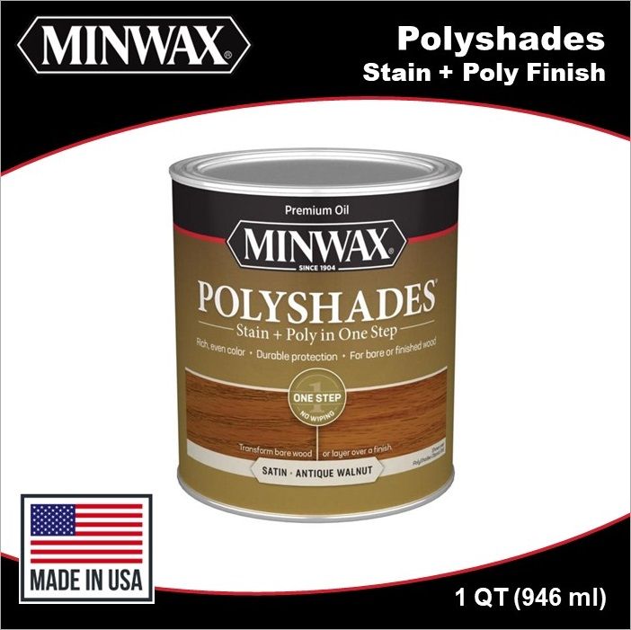 Minwax Polyshades Wood Stain + Polyurethane Finish, 32 fl. oz. (946 ml ...
