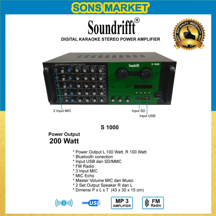 POWER AMPLIFIER SOUNDRIFFT S1000 AMPLI S 1000 BLUETOOTH USB | Lazada ...