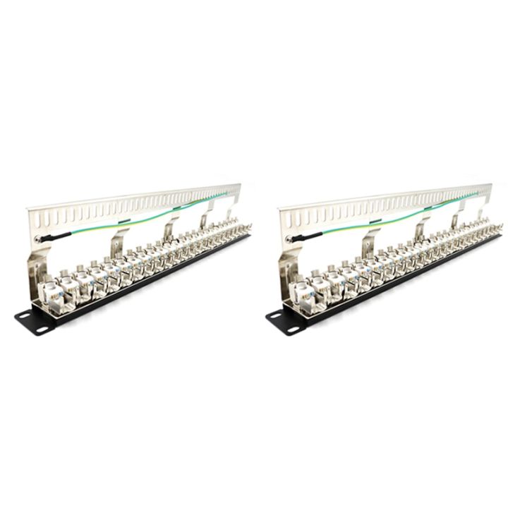 (YERF) 2X Cat7 Patch Panel 24Port CAT7/CAT6A Patch Panel Full Shielded ...