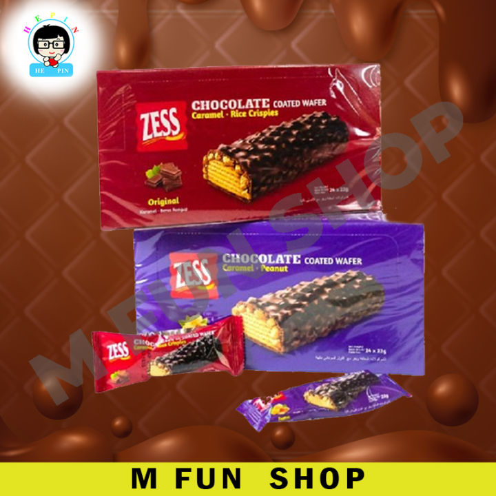 *Ready Stock* 24Pcs Zess Chocolate Coated Wafer (Caramel & Peanut ...