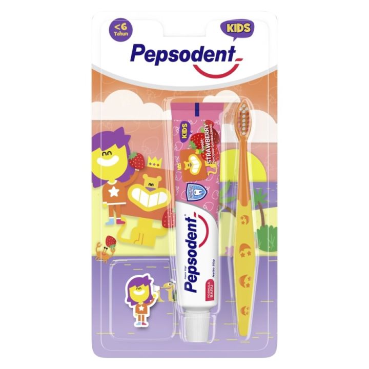 Pepsodent Kids Pasta Gigi Tooth Brush Sweet Strawberry 45 g/Sikat Gigi ...