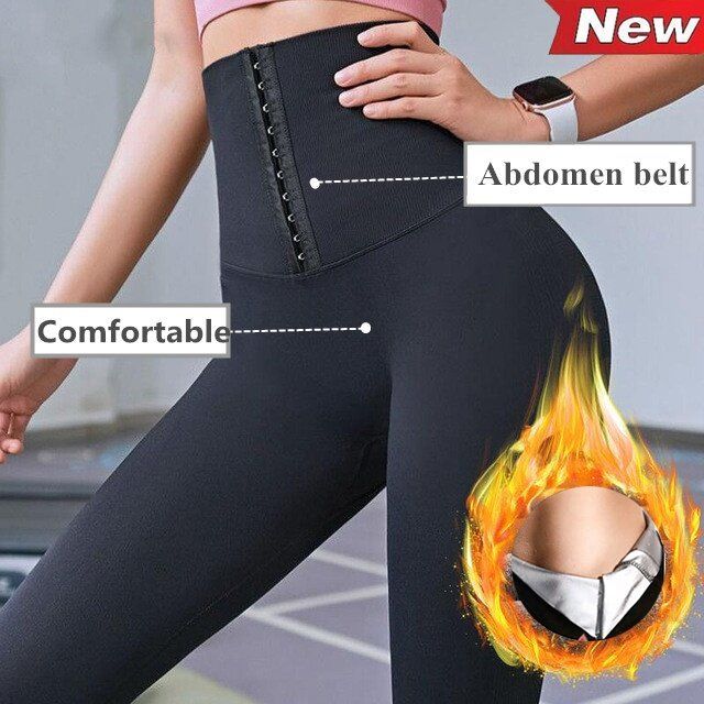 กางเกงขายาวผู้หญิงกางเกงซาวน่าร้อนเหงื่อThermo Body Shaperยิมการ ...