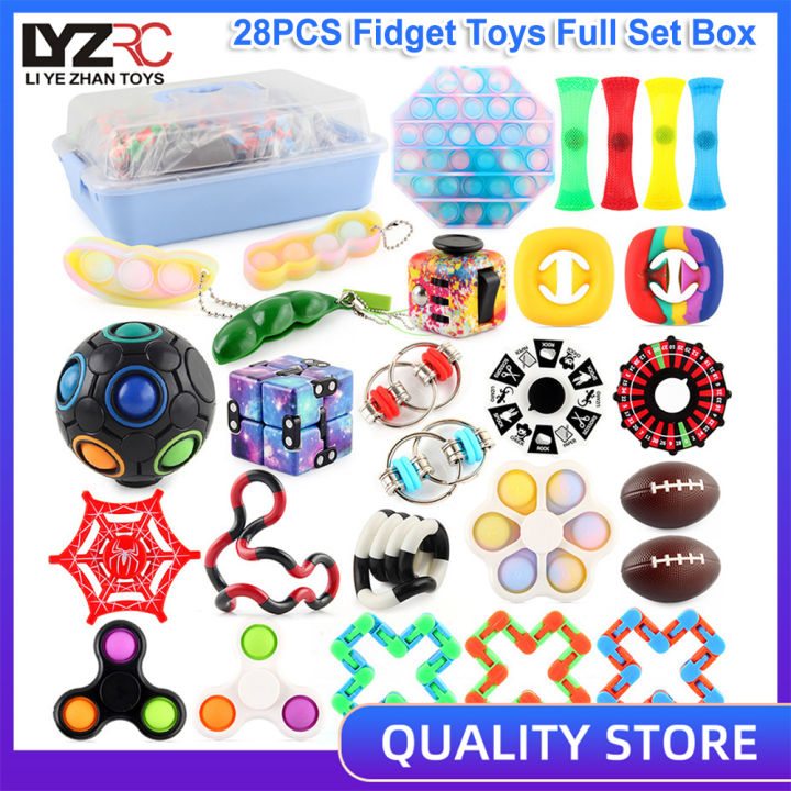LYZRC 28PCS Pop It Fidget Toys Full Set Box For Kids and Boys Girls ...