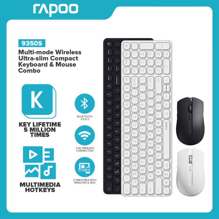 Rapoo 9350S Keyboard Mouse Wireless Bluetooth 99Key Compact Layout ...