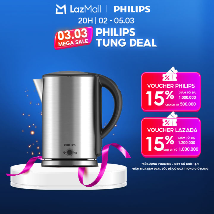 Bình Siêu Tốc Philips HD9316/03, Dung Tích 1.7 Lít Công Suất 1.800W-Cảm ...