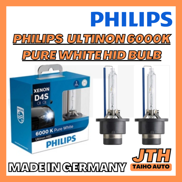 TAIHOAUTO PHILIPS Ultinon 6000K Xenon HID Headlight Bulb Set D1S D3S ...
