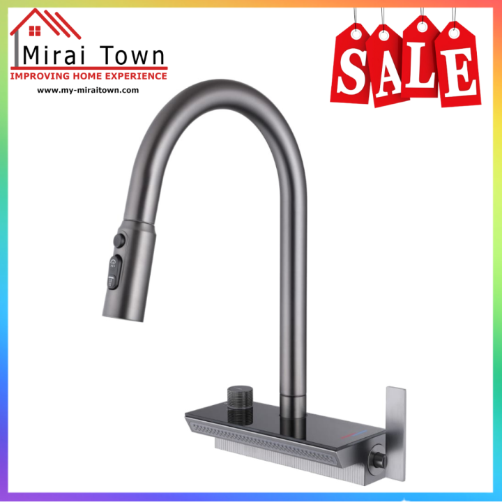 Kitchen Faucet Grey Stainless Steel 304 Kitchen Waterfall Faucet ...