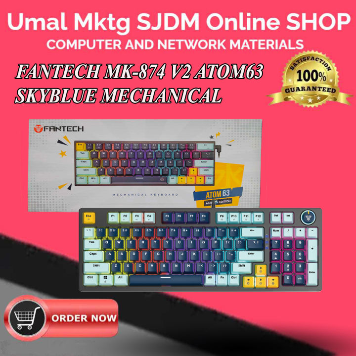 Fantech MK874 V2 Atom 63 Hot swappable 3pin Blue switch Mechanical ...