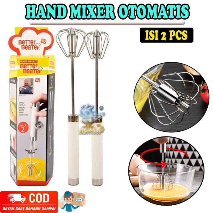 Beauty Hand Mixer Otomatis Better Beater Tekan Putar Tanpa Listrik ...