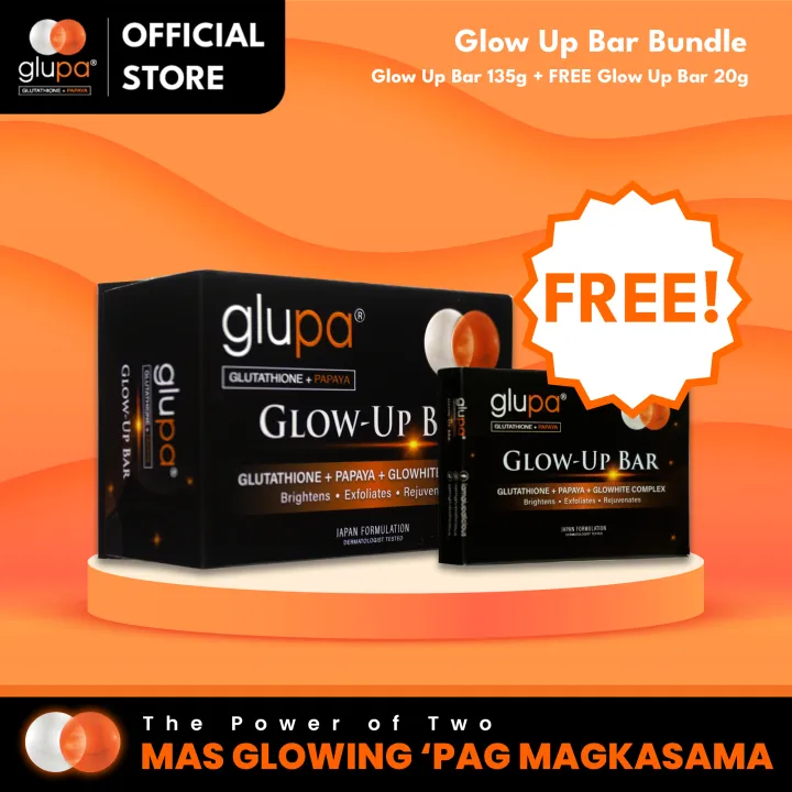 Glupa Glow Up Bar Soap 135g with FREE Glow Up 20g Soap - Glutathione ...