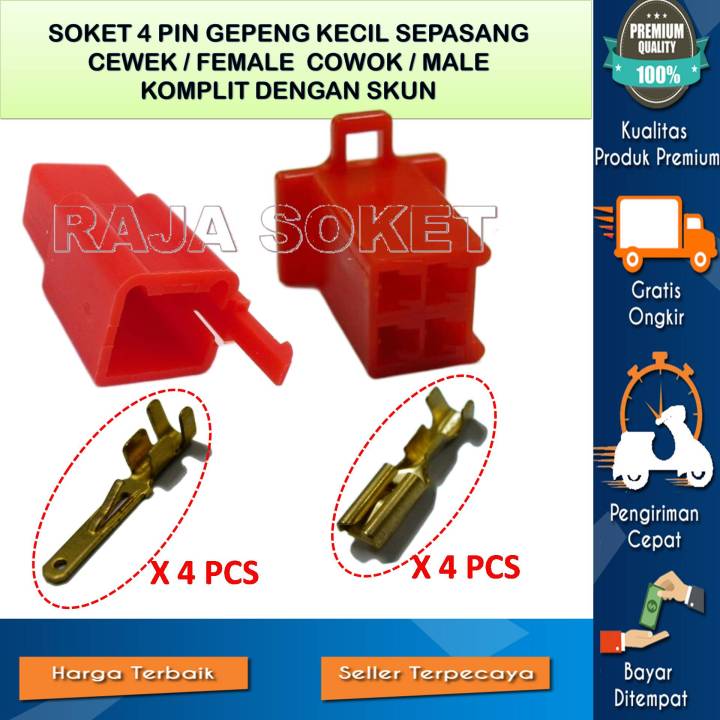 ( isi 5 set ) SOKET SOCKET CONNECTOR KONEKTOR MOTOR KABEL 4 PIN KECIL ...