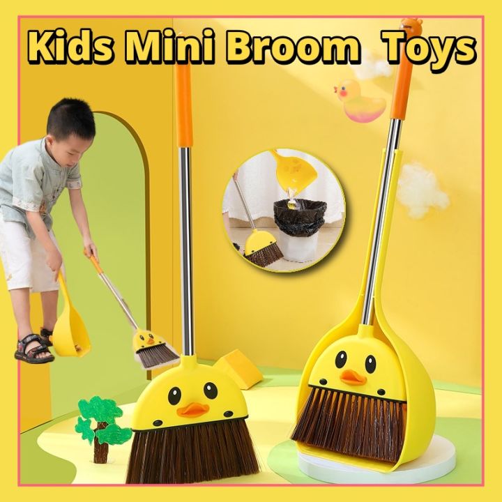 Kids Cleaning Toy Set Mini Broom Dustpan Pretend Play Detachable Broom ...