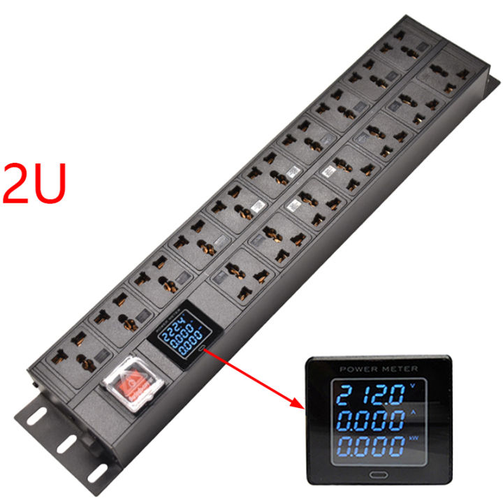 Power distribution unit PDU power strip voltmeter/ammeter/power meter 17 Ways Extenison Socket ...