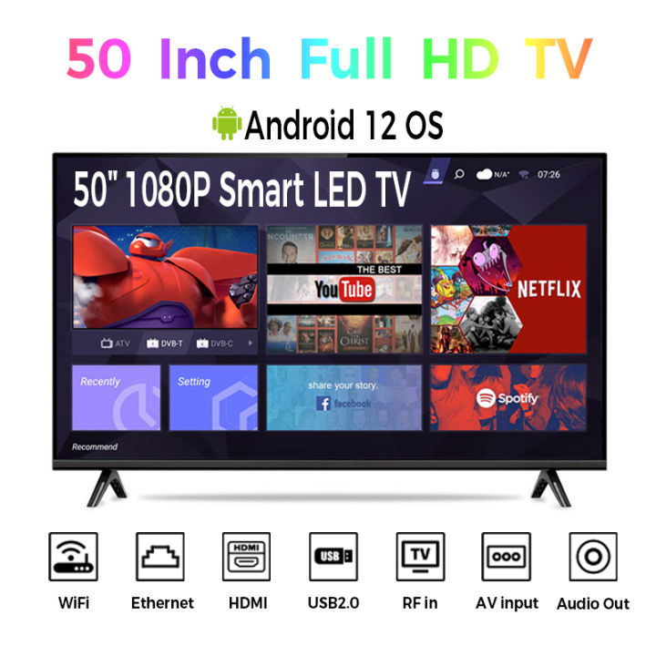 Smart TV Android 32 50 55 inches Full HD LED Slim Flat Screen Netflix ...