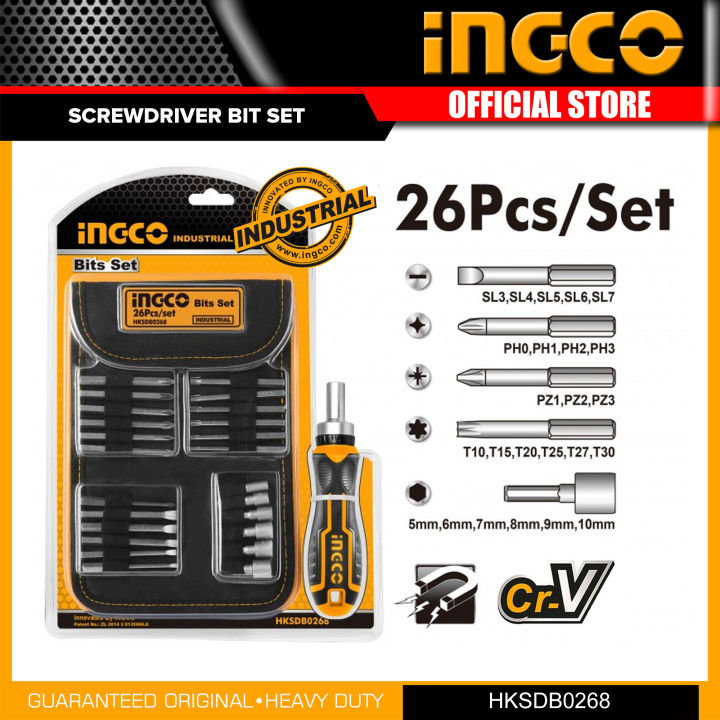 Ingco HKSDB0268 26pcs Industrial Interchangeable Screwdriver Bit Set CR ...