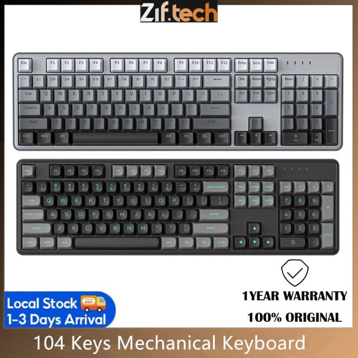ZIFTech ZT104 Mechanical Keyboard Silver Switch Ball Keycap White ...