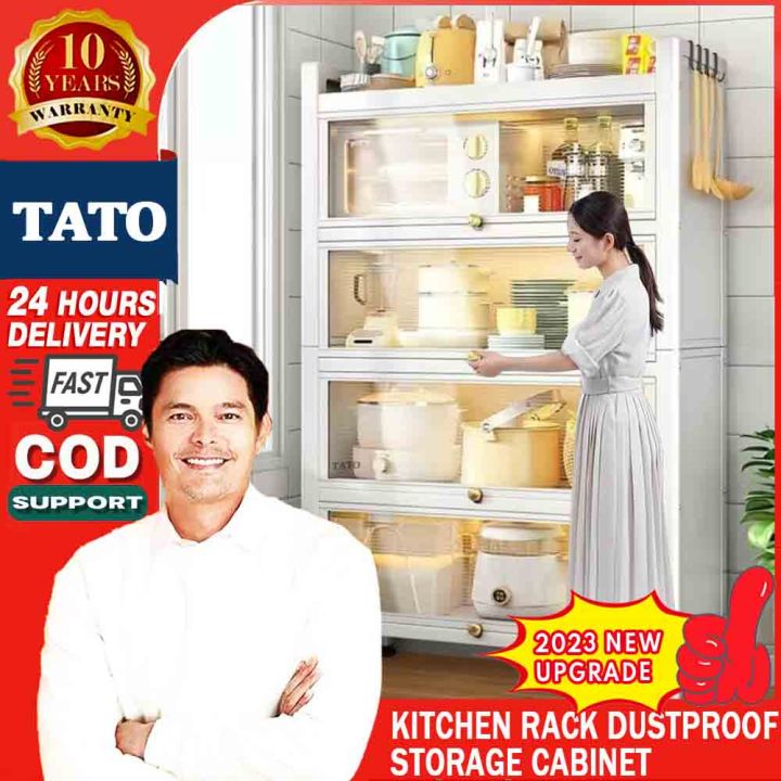 3/4/5 Layers Kitchen Rack Dust proof Storage Cabinet Carbon Steel Multi ...