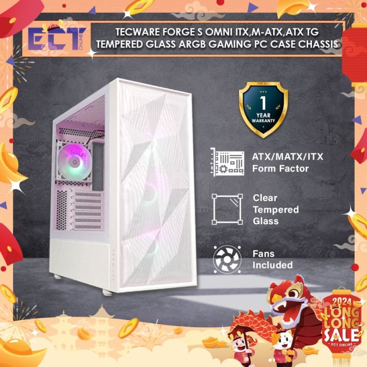 Tecware Forge S Omni ITX,M-ATX,ATX TG Tempered Glass ARGB Gaming PC ...