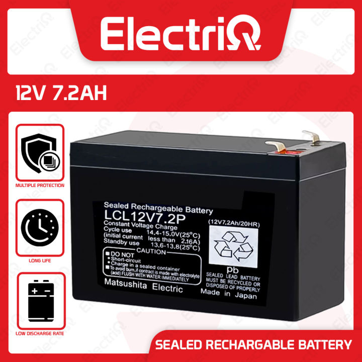Electriq Universal 12V 7.2AH Battery 12 Volts UPS Sealed Lead Acid Rechargeable Deep Cycle ...