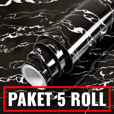 PAKET 5 ROLL Wallpaper Stiker Dinding Marmer Hitam Bercak Putih Ukuran ...