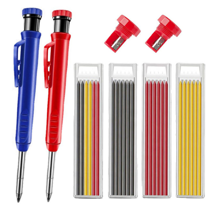 Sigomay Solid Carpenter Pencil with Refill Leads and Built-in Sharpener ...
