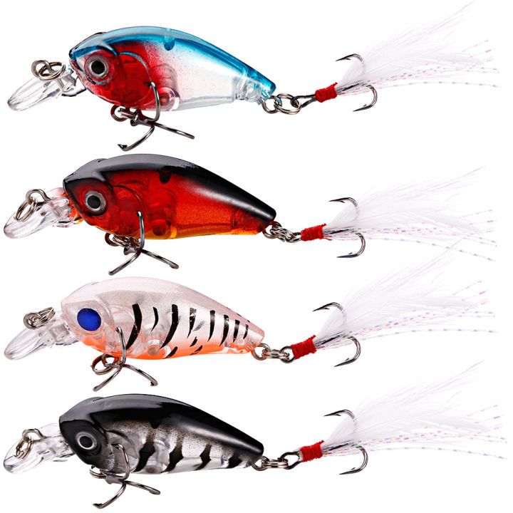 Sougayilang เหยื่อตกปลาคุณภาพสูง Hard Fishing Lure กับ Feather Treble ...