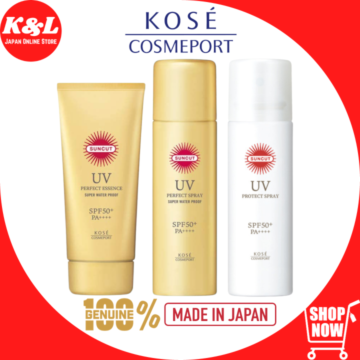 Kose Suncut Perfect UV Essence / Spray SPF 50+ Super Water Proof Sunscreen 60g (Made in Japan ...