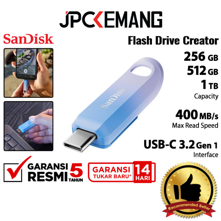 SanDisk Creator Flash Drive USB-C 256GB / 512GB / 1TB 400MB/s Flashdisk ...