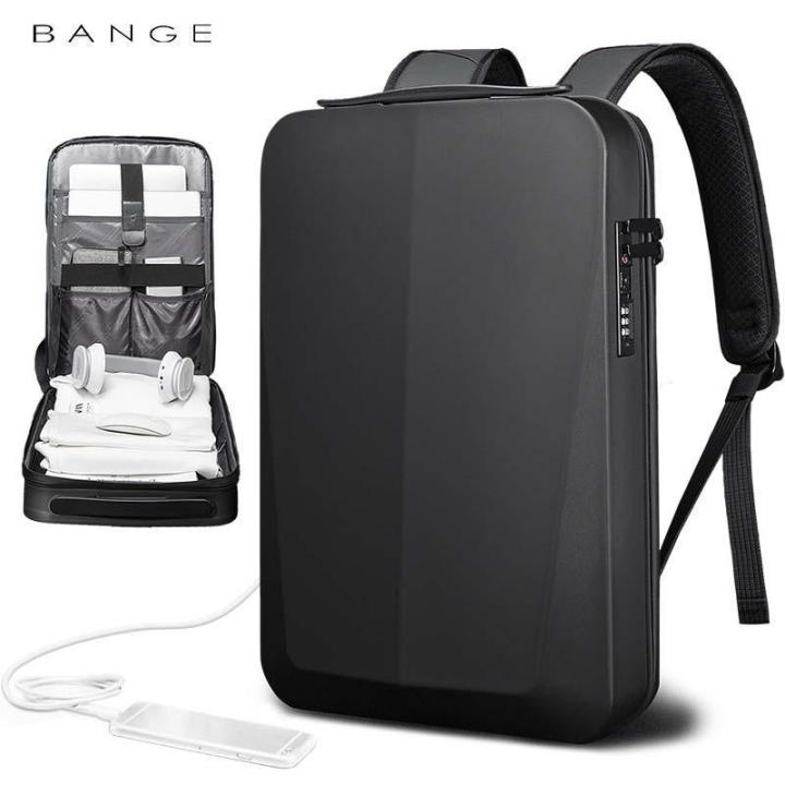 New! BANGE Backpack Men's Business Backpack Laptop Plastic Hard Shell ...
