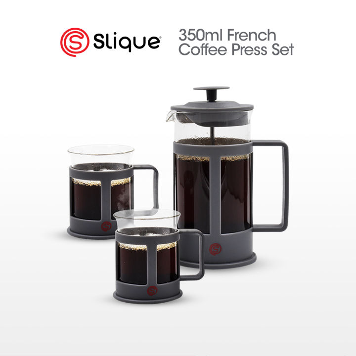 SLIQUE Coffee Press + 2pcs Mug Set Coffee Tea French Press Coffee Maker ...