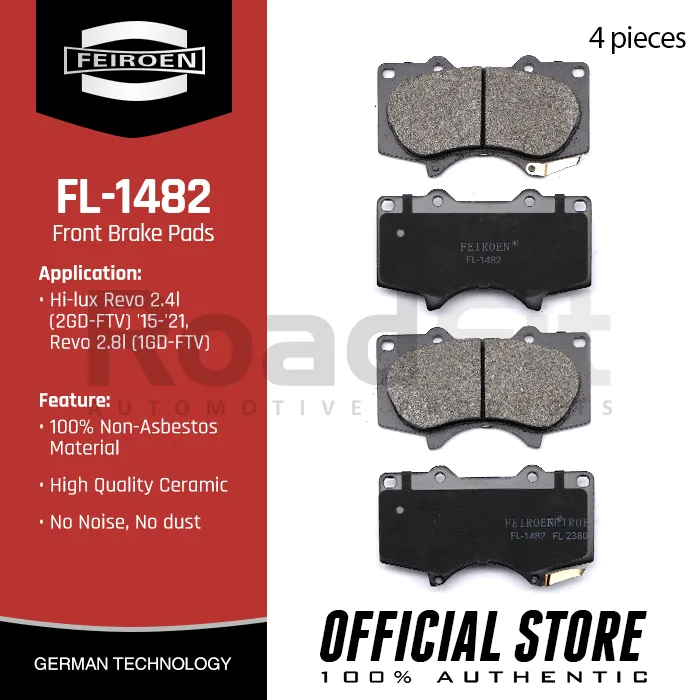 FEIROEN FL-1482 Front Brake Pads for Toyota Hilux Revo 2.4L 2GD-FTV, 2 ...