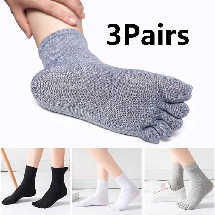 3Pairs Five Toe Socks Men Women Five Fingers Socks Breathable Cotton ...