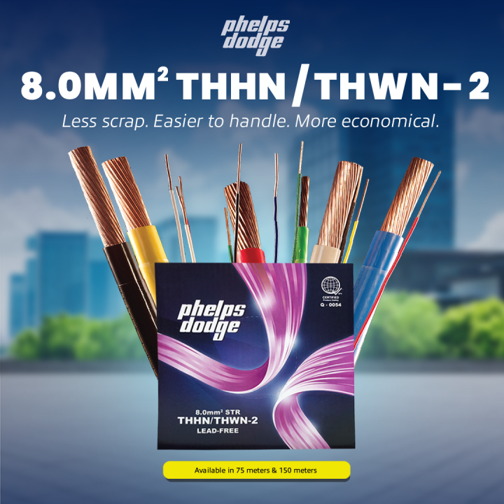 Phelps Dodge THHN/THWN-2 8.0mm2 #8 AWG 100 meters Building Wire Copper ...