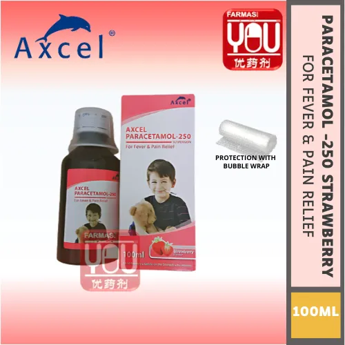 AXCEL PARACETAMOL 250MG SUSPENSION (Strawberry) 100ml - FOR FEVER | Lazada