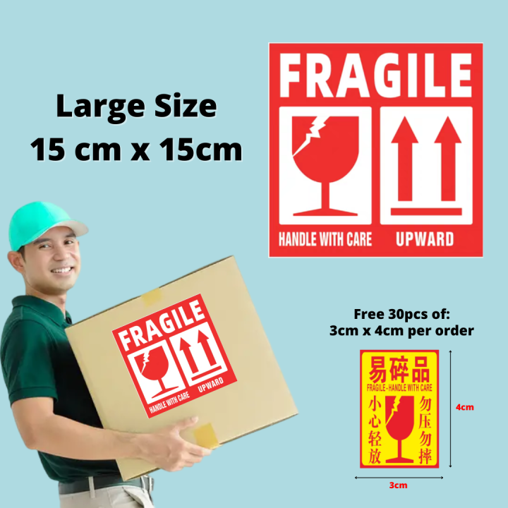 Fragile Sticker 15cm x 15cm | Carton Box Sticker | Parcel Box | Lazada ...