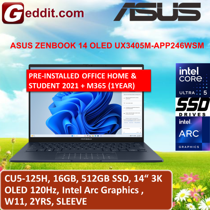 ASUS ZENBOOK 14 OLED UX3405M-APP246WSM LAPTOP (CU5-125H,16GB,512GB SSD ...