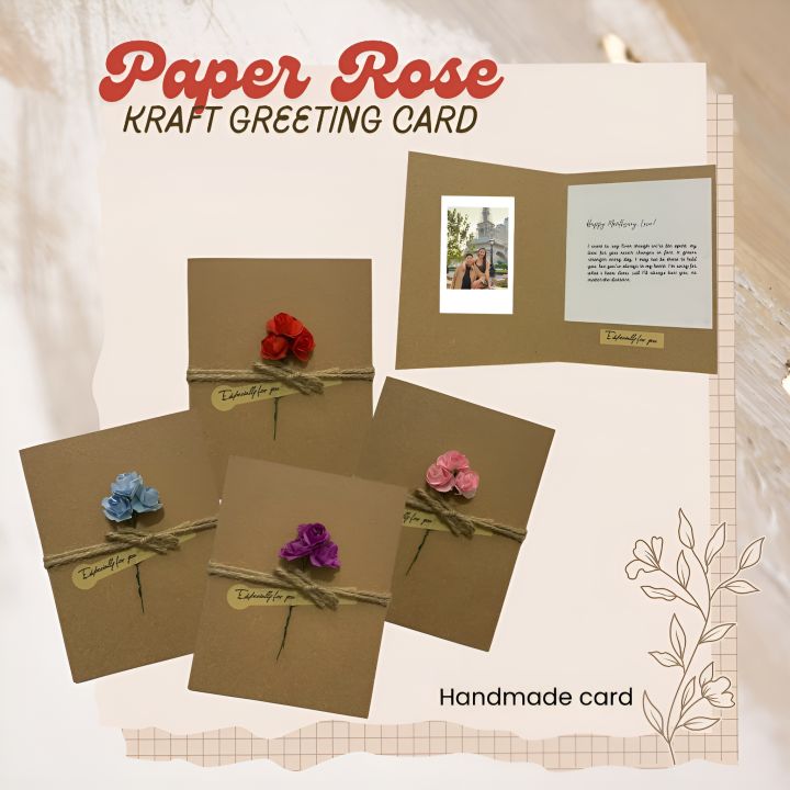 Paper Rose Kraft Greeting Card Personalized Card Love Letter Valentine ...