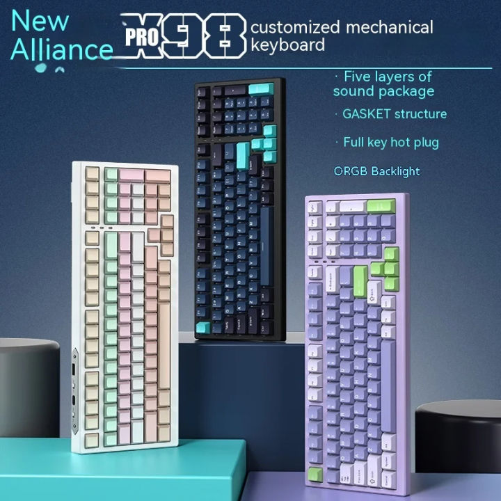 XINMENG X98 Pro-Mechanical keyboard-คีย์บอร์ด 99 คีย์ ไร้สาย Hot-swap 3 ...