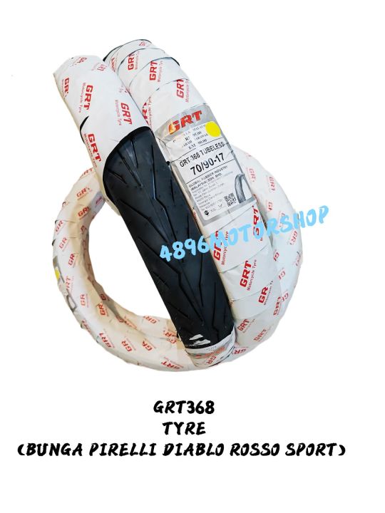 ( BUNGA PIRELLI DIABLO ROSSO SPORT ) GRT GRT368 TUBELESS TYRE 70/90-17 ...