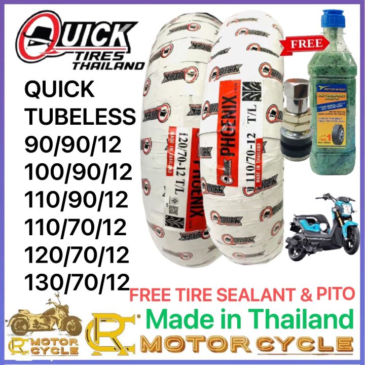 QUICK TIRE FREE TIRE SEALANT & PITO PHOENIX TUBELESS By12 For ZOOMERX 100/90/12 110/70/12 120/70 ...