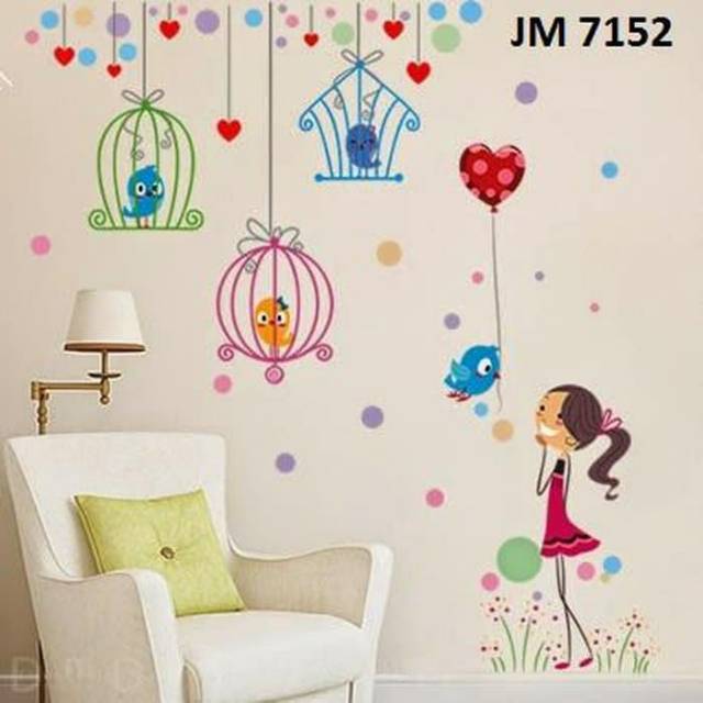 Stiker Dinding Shop Stiker Dinding Sangkar Warna and Girl Wallpaper ...